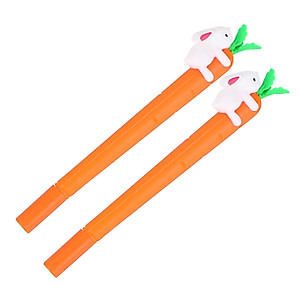 STOBOK Gel Pen Rabbit Carrot Shape 20pcs 0.5mm Black Ink Pens for Students Office