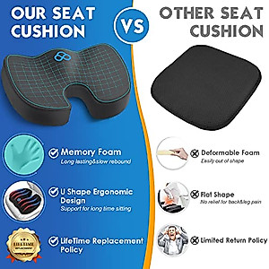 TushGuard Seat Cushion for Office Chair Memory Foam Non-Slip Desk Chair Cushion Back, Coccyx, Sciatica, Tailbone Pain Relief Butt Pillow for Office Chair, Car, Wheelchair