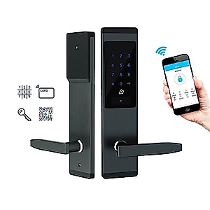 RFID Card Apartment Anti-Theft Swiping Ppassword Induction Electronic Lock+Card (Left Pull, Black+APP)