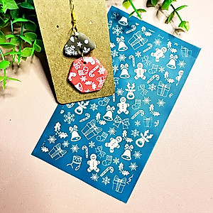 Christmas Silk Screen Stencils for Polymer Clay, 3Pcs Reusable Silk Screen Print Kit, for DIY Polymer Clay Jewelry Making