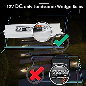 Noobibaba T10 Wedge Base LED Bulb 12V DC 1W, T5 T10 Low Voltage Landscape Light Bulbs, 4 Watts Incandescent Bulb Equivalent, Soft Warm White 2700K 10-Count