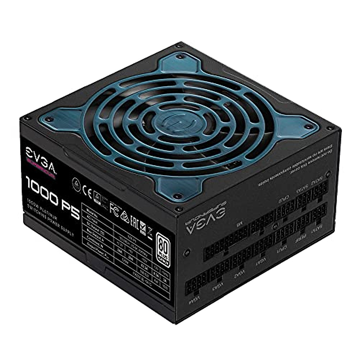 EVGA Supernova 1000 P5, 80 Plus Platinum 1000W, Fully Modular, Eco Mode with FDB Fan, 10 Year Warranty, Includes Power ON Self Tester, Compact 150mm Size, Power Supply 220-P5-1000-X1