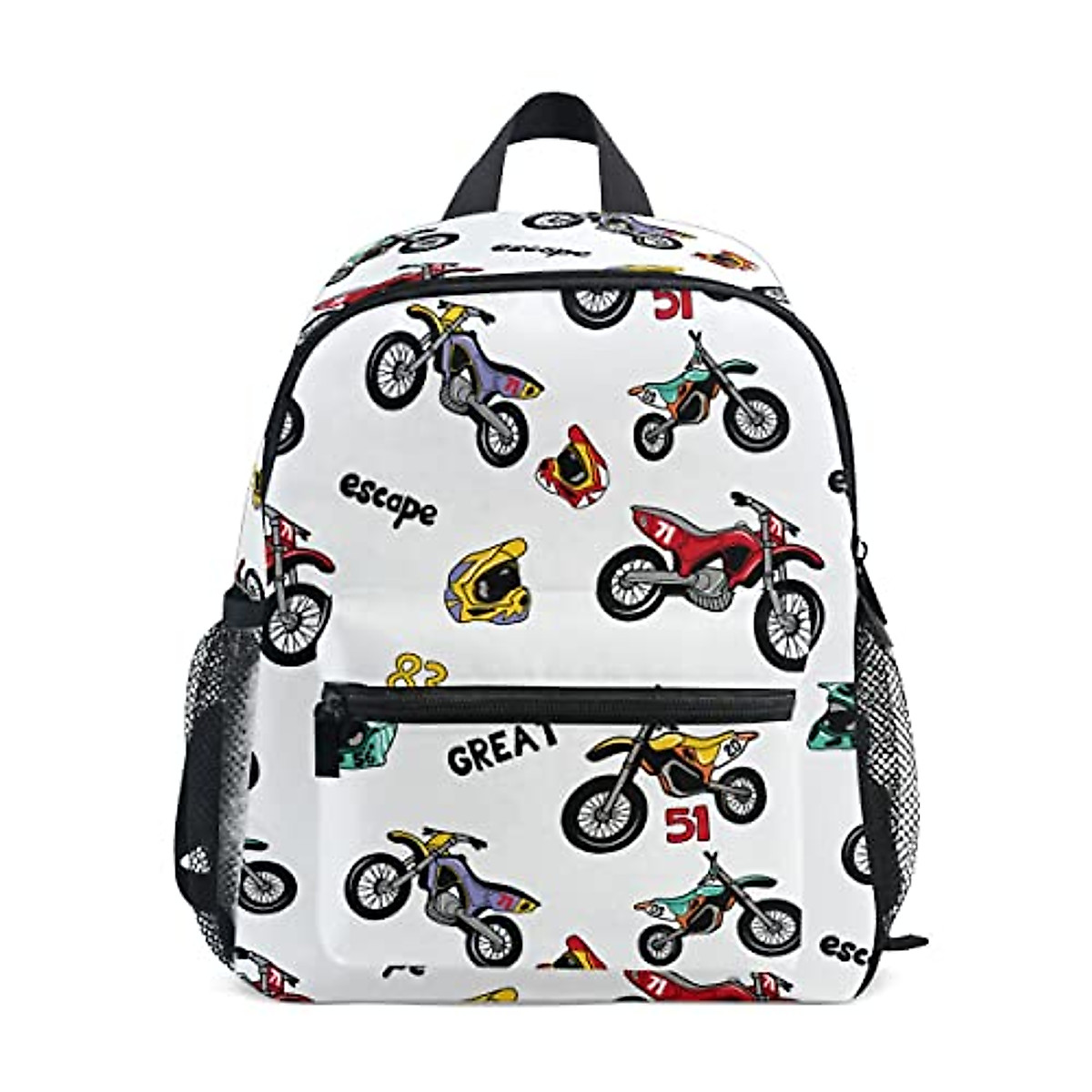 Fisyme Toddler Backpack Vintage Motorcycle School Bag Kids Backpacks for Preschool Kindergarten Nursery Girls Boys, M