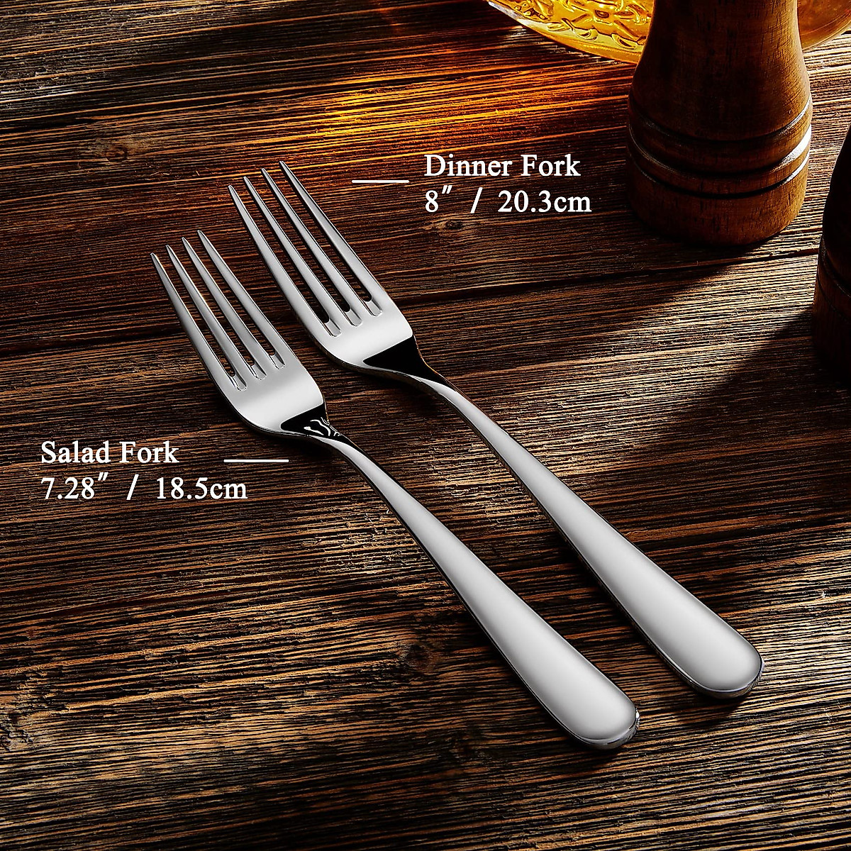 KEAWELL Premium Louise Forks, Set of 4, 18/10 Stainless Steel, Forks Silverware with Round Edge, Exceptional Mirror Finish, Dishwasher Safe (8" Dinner Fork)