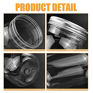 FIREBOOMOON 6 Pack 16 Ounce Clear Plastic Mason Jars Containers With Screw Sealing Metal Tinplate Lids,Refillable Empty PET Plastic Slime Candy Storage Jars Containers for Home Kitchen Art Craft