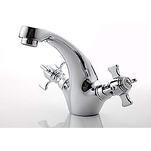 Kitchen Taps Silver Brass Bathroom Fixtures Basin Faucet Dual Handle Hot and Cold Water Tap Mixer for Bath Room Faucet