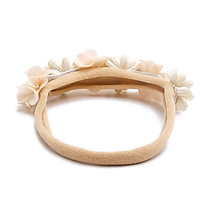 mligril Baby Girl Nylon Headbands Flower Hair Bows Accessories-Elastic Hair Band Crown Handmade FLoral Wraps Birthday Gifts for Girls Newborn Infant Toddler 3Pcs