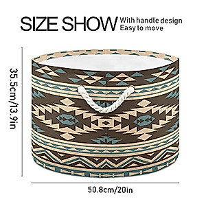 xigua Large Storage Basket Cotton Rope Basket Retro Aztec Navajo Baby Laundry Basket for Blankets Toys Storage Basket Laundry Hamper