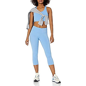 Amazon Essentials Women's Active Sculpt Mid Rise Capri Legging, French Blue, Large