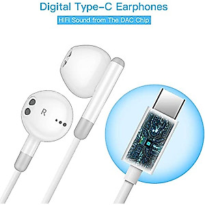 USB C Headphones, USB Type C Earphones HiFi Stereo USB C Wired Earbuds with Microphone Volume Control Noise Canceling for iPad Pro, Samsung S23 Ultra S22 S21 S20 FE Note20, Pixel 7 6 5, OnePlus 10