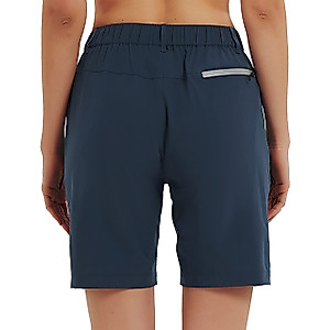 KPSUN Womens Quick Dry Bermuda Hiking Shorts Stretch Active Golf Cargo Shorts Water Resistant Zipped Pockets,Navy,L