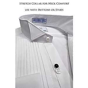 Sir Gregory Men's Fitted Tuxedo Shirt with Wing Collar French Cuffs and 1/4 Inch Pleat White Size S, 14-14.5 Neck 32/33 Sleeve
