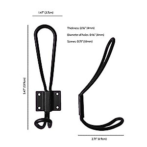 PAINISTIC HOOXX 10 Pack of Rustic Entryway Hooks | Black Wall Mounted Vintage Double Coat Hangers with Large Screws| Hard Industrial Heavy Duty Hook Set, White, (SG_B0787DRVCH_US)