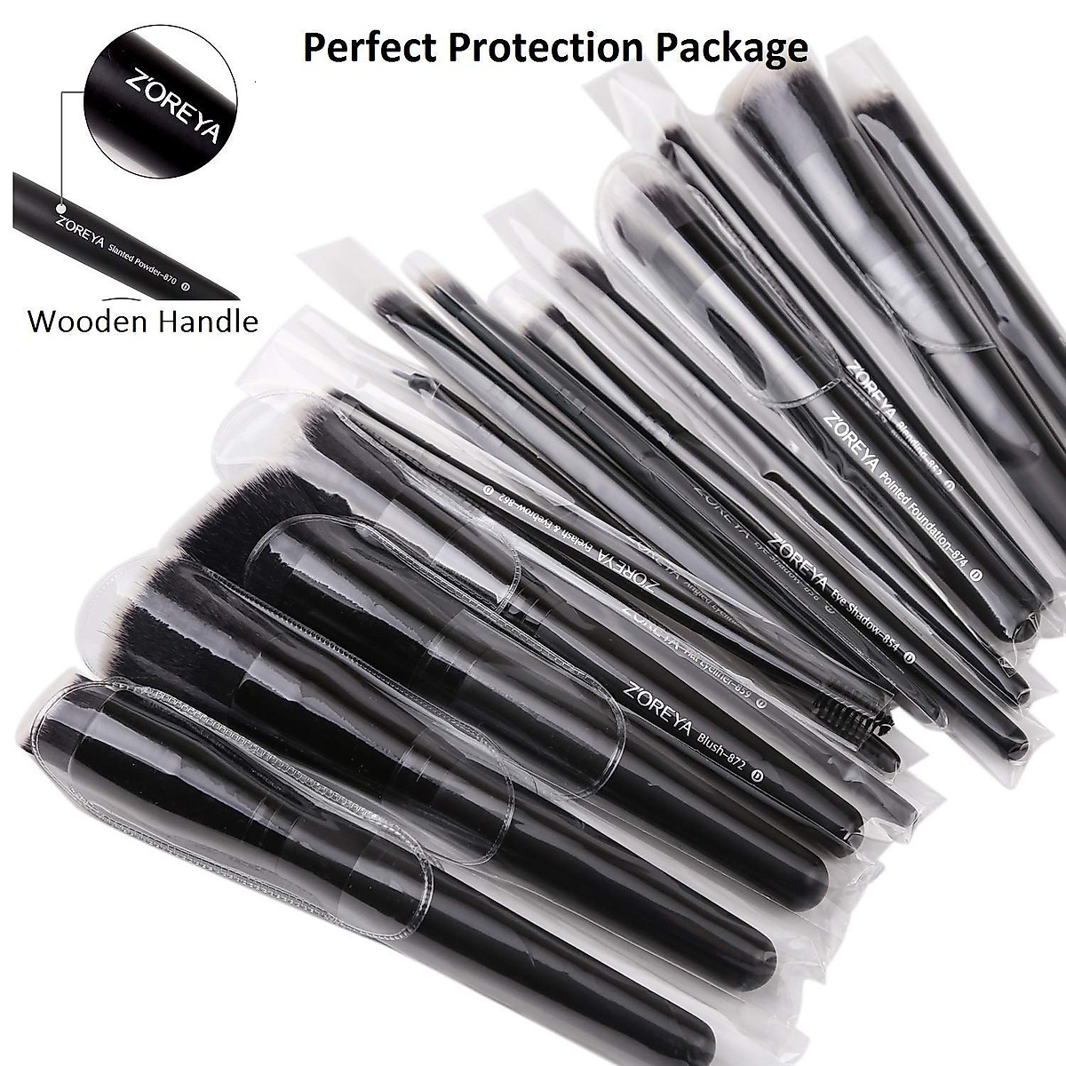 ZOREYA Makeup Brushes 15Pcs Makeup Brush Set Premium Synthetic Powder Foundation Contour Blush Concealer Eye Shadow Blending Liner Make Up Brush Kit