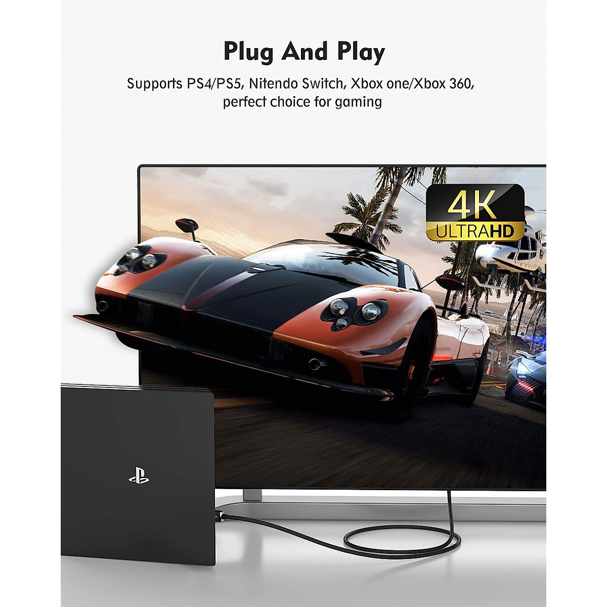 Silkland HDMI ARC Cable for Soundbar 6.6FT, High Speed 48Gbps HDMI 2.0 Cable, [4K, HDR, HDCP 2.2, Ethernet], Compatible for Samsung, Vizio, Sono, Bose, LG Sound bar, UHD TV