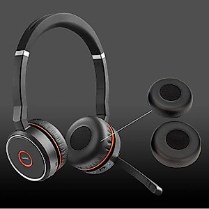 Ear Pad Cushions for Jabra Evolve 75 Wireless Bluetooth Headset, 2pk Spare Leatherette Replacement Cushions for Jabra 75 Evolve and Jabra Evolve Plus UC Headphones by Global Teck