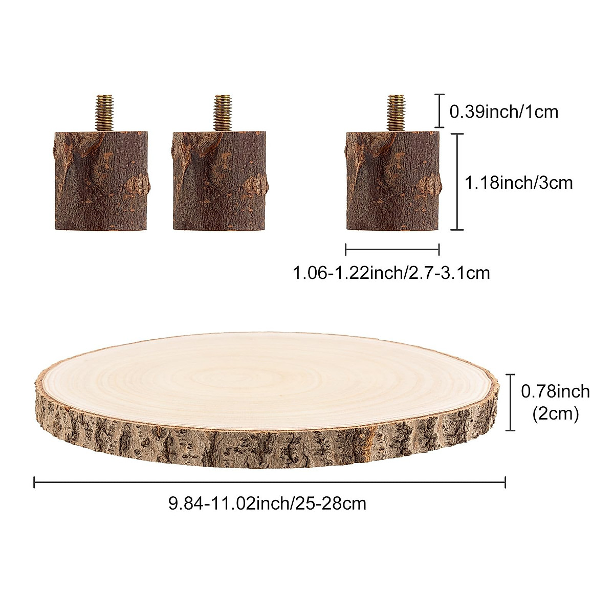 Wood Cake Stand, 10-11 Inch Wood Slice With Legs, Rustic Cake Stand, Wood Slice Cake Stand, for Wedding Table Centerpieces, Woodlandthemed Parties, Event, Birthday Party