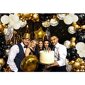 134Pcs Black And Gold Balloon Garland Arch Kit 18 12 10 5inch Latex Balloon Set for 2024 Graduation Decorations Shower Wedding Bachelorette Birthday Party New Year Decorations