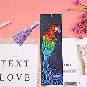 Parrot Diamond Painting Bookmark - pigpigboss 2 Sets Bookmark Diamond Painting Kit Bookmark Diamond Painting with Tassel Parrot Diamond Dots Arts Crafts Kit Bookmark for Adult Kids (21 x 6 cm)