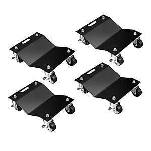 Jack Boss Car Dolly Set of 4, 6000lbs Capacity Wheel Dolly, Heavy Duty Vehicle Tire Skates, Steel Car Roller Dolly Moving Cars, Trucks, Black