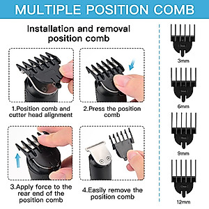 PRITECH 6 in 1 Beard Trimmer for Men Electric Hair Clipper Cordless Mens Grooming Kit, Hair Trimmer & Mustache Trimmer & Nose Hair Trimmer& Micro Shaver Waterproof LED Display(Silver)