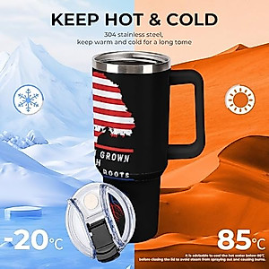 America Grown With Philippines Roots 40 Oz Tumbler with Handle And Straw Lid,Insulated Reusable Stainless Steel Travel Glass Mug 40 Ounces