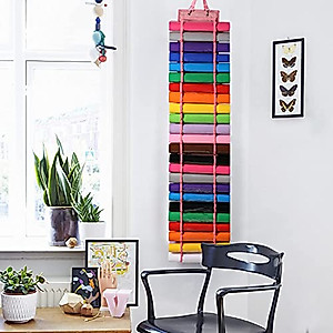 KGMCARE Vinyl Storage Organizer Craft Roll Holder Wall Mount Roll Hanger Rack Hanging Cricut Organizer(Pink)