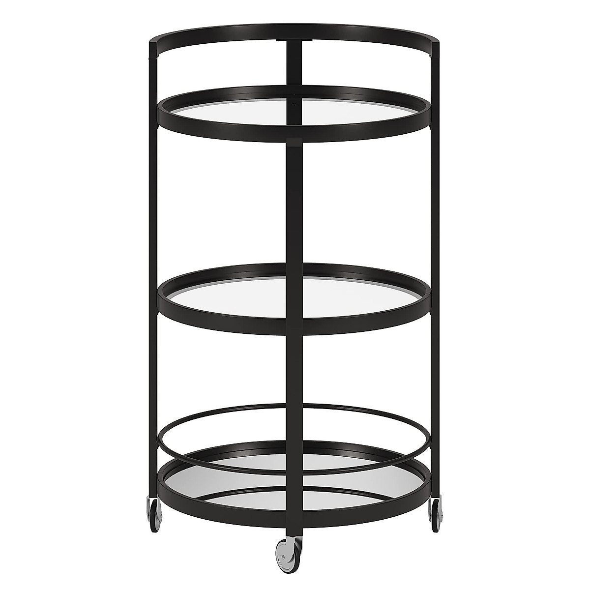 Henn&Hart 21" Wide Round Bar Cart in Blackened Bronze, Bar Carts for the Home