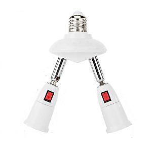 CLWHJ-360 Degrees Adjustable 2 in 1 E26/E27 Splitter Socket Adapter. E26/E27 Standard LED Bulbs 360 Degrees Adjustable 180 Degree Bendable Max Watt 120W (2 in 1)