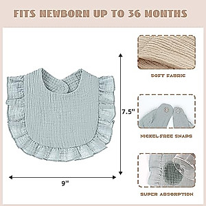 Baby Muslin Bibs for Baby Girl & Boys, Bandana Bibs Soft Drool Baby Bibs 100% Cotton Bibs Organic Solid Colors Lap-Shoulder Bibs Toddlers Infants Teething(8 PACK)