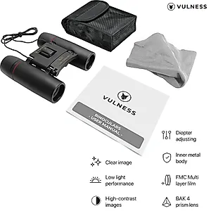 Binoculars for Adults | Compact Small Mini Travel Binocular for Bird Watching High Powered Electronics Cruise Ship Essentials Norwegian Alaska Must Haves Hiking Camping Gear a by VULNESS (Black, 8X21)