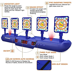 SWEMNED Digital Shooting Targets for Nerf Guns Practice Toy, Upgrade 5 Auto Reset 3 Game Mode Electronic Scoring, Ideal Fun Gifts Toys Age 5,6,7,8,9,10,11,12,13+ Year Old Kids/Boys/Girls, Blue, Large
