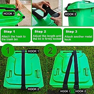 Metal Double Claw Trash Can Locks Strap for Animals,Universal Trash Can Lid Lock 1PC,Adjustable Garbage Can Lid Locks Security Strap,Trash Can Bungee Cord Belt Rope for Outside Raccoon,Trash Bin Lock