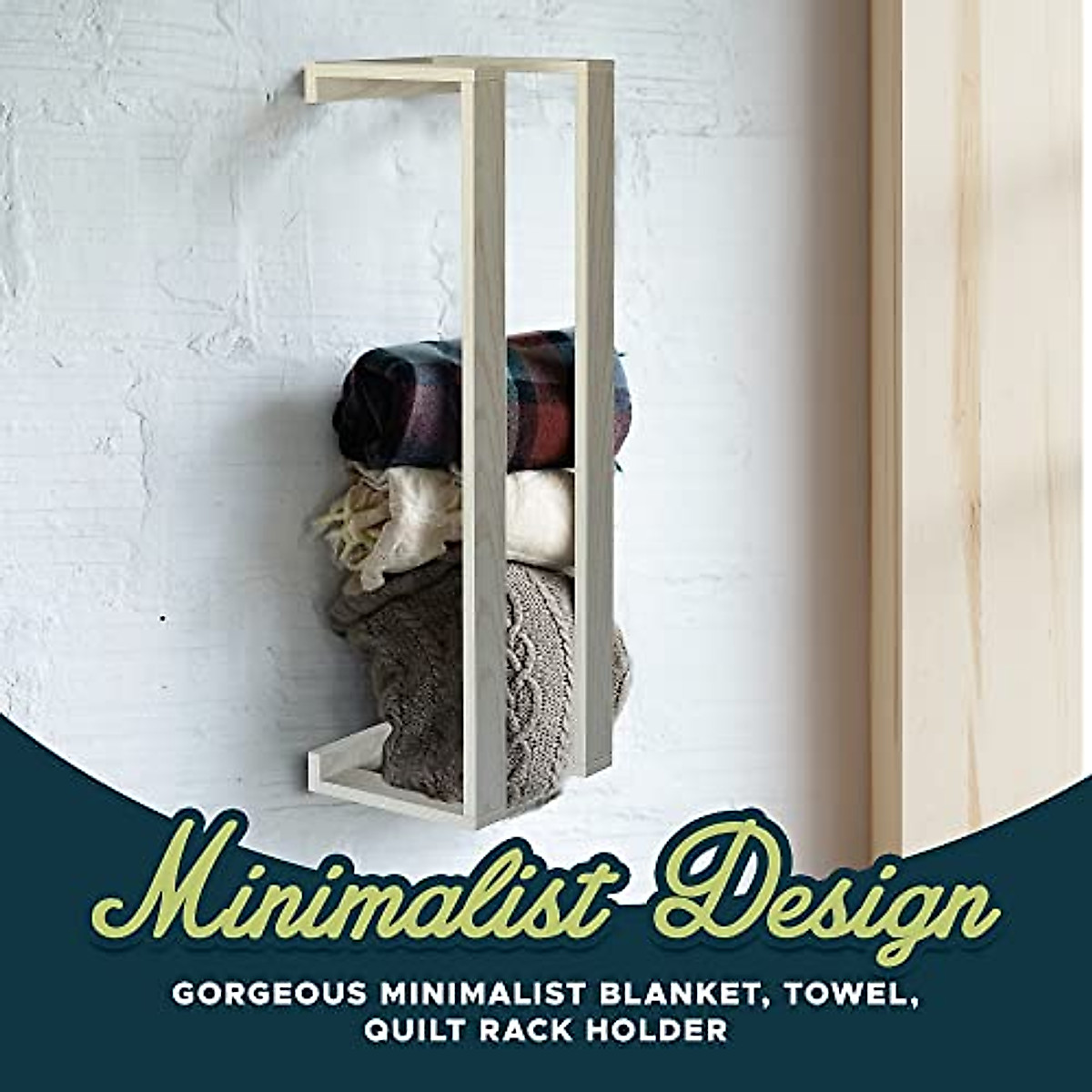 RELODECOR Blanket Wall Rack (White), Blanket Holder for Bedroom and Living Room, Blanket and Towel Wall Mount Rack, Floating Blanket Storage, Wall Decorative Blanket Shelf