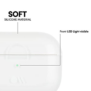 Case-Mate Protective AirPod Pro Case Cover, Soft Silicone Cover with Keychain Ring for Men and Women, Compatible with Apple AirPods Pro, Front LED Visible - Clear