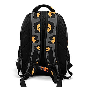 Anneunique Leopard Print Yellow Gray Backpack Custom Multifunctional Waterproof Laptop Bag for Travel Gift