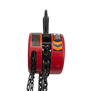 BIG RED TR9020 Torin Manual Hand Lift Steel Chain Block Hoist with 2 Hooks, 2 Ton (4,000 lb) Capacity, Red