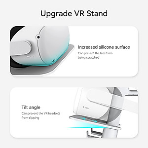 KIWI design VR Stand Accessories Compatible with Quest 2/PSVR 2/Valve Index/HP Reverb G2/ Pico 4/Quest VR Headset and Touch Controllers (Gray-White)
