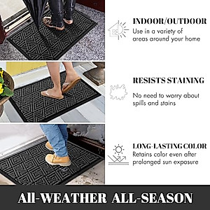 Yimobra Door Mat Outdoor Entrance, Heavy Duty Durable Front Welcome matt for Outside Home Entry, Back Patio Floor Porch Garage Office, Low Profile, Easy Clean, Waterproof, 29.5 x 17, Black