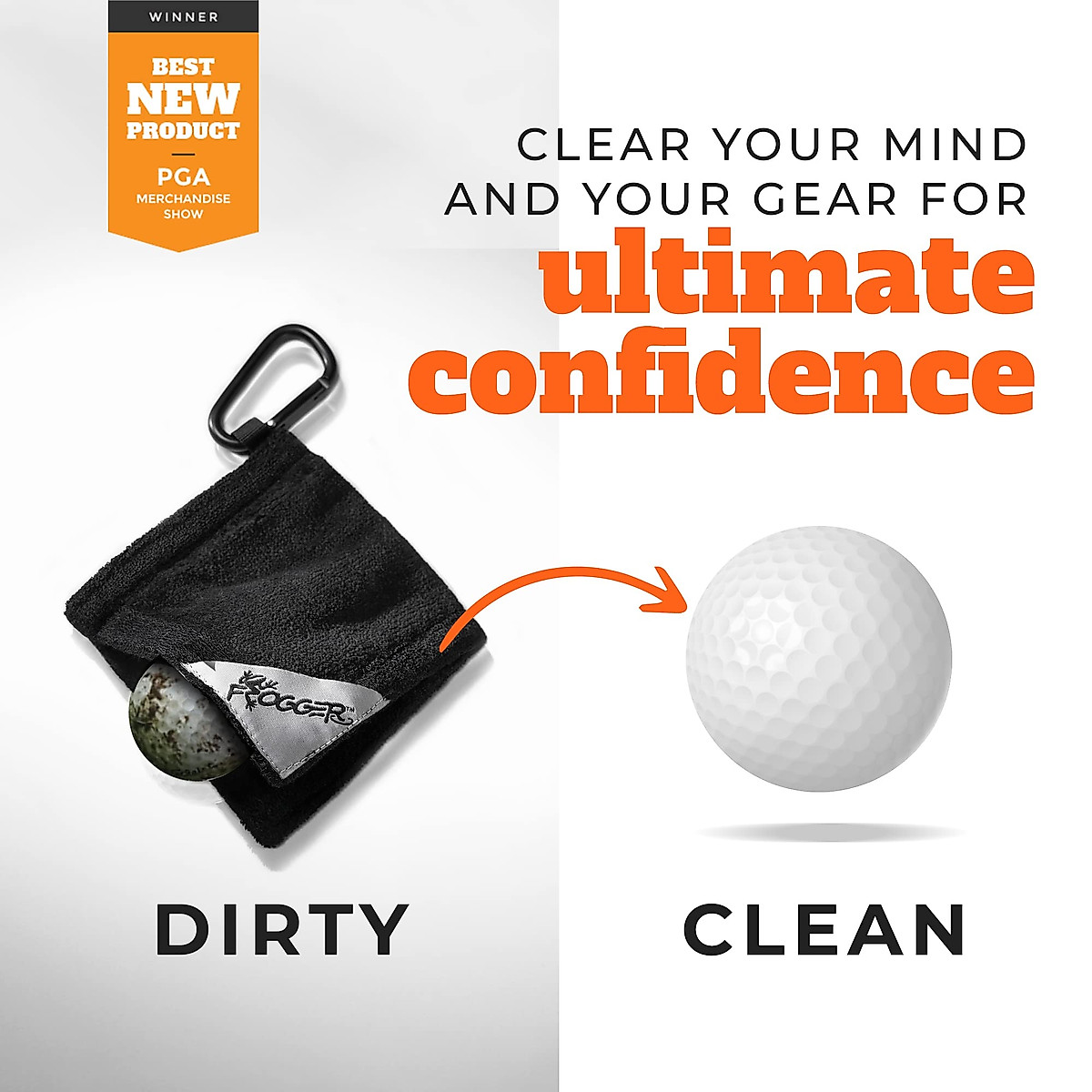 Frogger Amphibian Golf Ball Towel with Dry and Wet Technology | Small Golf Ball Towels For Golf Bags For Men and Women with D Clip | Best Golf Ball Accessories
