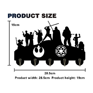 ANTWAX Star Black Key Holder for Wall, Star and Warplane Theme Key Holder, Wars Theme Key Rack Wall Decor for Bedroom, for Wall for Kitchen and Entryway Decor, Easy to Install