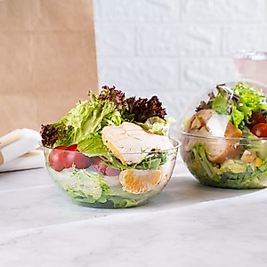 Thermo Tek 21 Ounce Salad Containers With Lids, 50 Sphere To Go Bowls With Lids - Airtight Dome Lids, Lightweight, Clear Plastic Disposable Salad Bowls With Lids, Keep Food Fresh, - Restaurantware