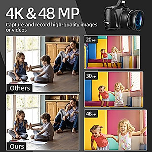 Monitech Digital Cameras for Photography 4K ，Vlogging Camera 48MP Video Camera 16X Digital Zoom Mini Camera Super Wide Angle Point and Shoot Digital Cameras with 32GB SD Card and Bag