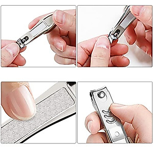 Nail Clipper Set, Professional Nail Clippers for Fingernails and Toenails, 2pcs Stainless Steel Splash Proof Nail Trimmer Nail Cutter Ingrown Toenail Thick Nails Tool Clipper Set