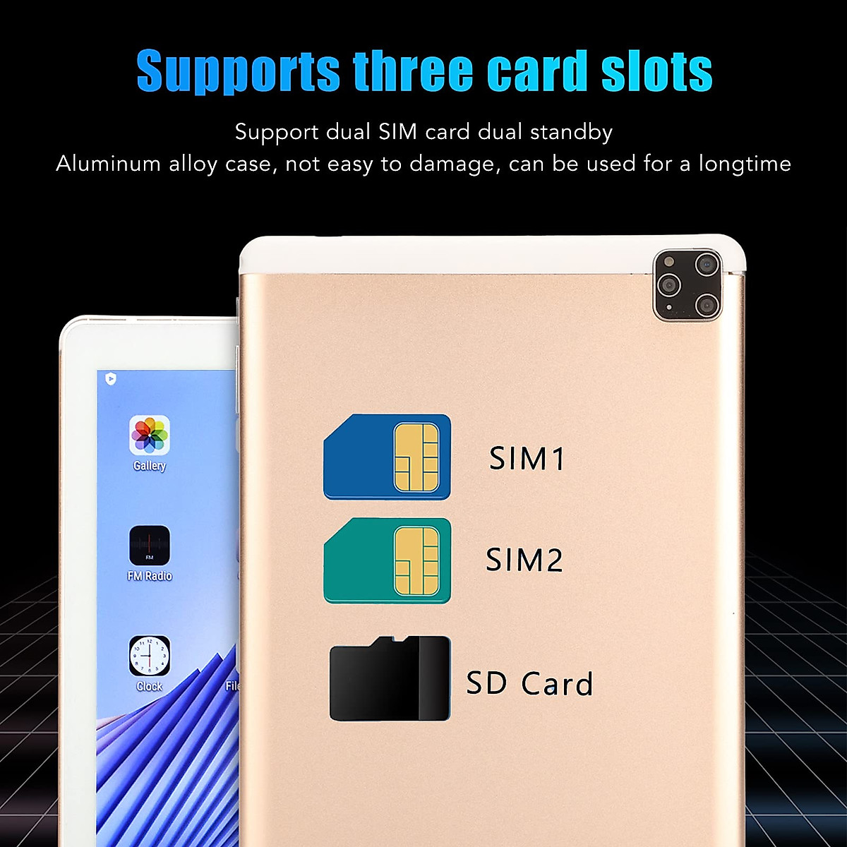 Acogedor 10.1inch Android Tablet, 1920x1200 HD Display MTK6592 CPU 4GB RAM 64GB ROM 5G WiFi Tablet with Dual Camera, Dual Card Dual Standby, 5000mAh, Gold