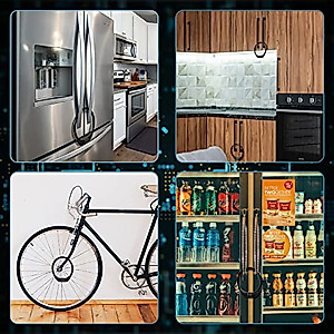 3 Pieces Fridge Freezer Refrigerator Cabinet Lock, 10000 Combinations Child Kids Safety Locks for French Doors, Safe Strap Kitchen Bathroom Doors RV No Screw Fridge Lock (Black)