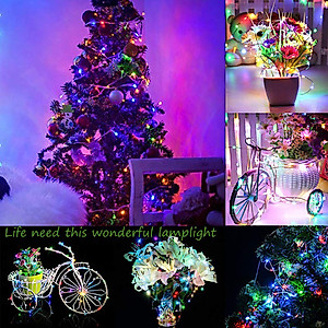 Huakway USB LED String Lights 33ft 8 Modes (2-Pack) 100 LEDs Remote Control Timer Waterproof 4 Color Mini Flexible Copper Wire Outdoor Indoor Deco Dorm Home Garden Party