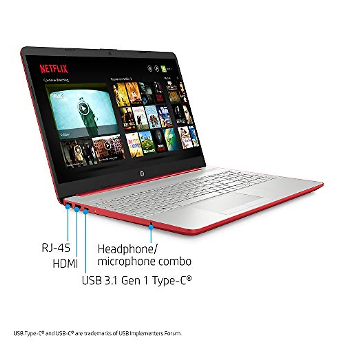 HP Notebook 15 Laptop Computer I 15.6” Diagonal HD Display I Intel Pentium Gold 6405U Processor I 4GB DDR4 256GB SSD + 500G HDD I Intel UHD Graphics I USB-C HDMI Win10Pro Red + 32GB MicroSD Card