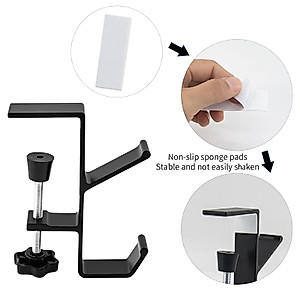 Zi Lan Desk Clamp-On Hook Desk Bag Holder for Table Backpack Hanger Portable Desk Hook Clamp Headphones Holder Reduce Clutter for Table Desk Under Counter Removable(Black)