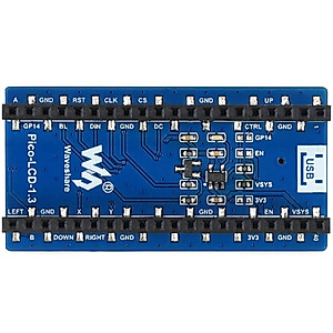 waveshare 1.3inch LCD Display Module for Raspberry Pi Pico, 240×240 Resolution IPS Screen Display 65K RGB Display Color, SPI Interface with 1x Joystick and 4X User Buttons for Easy Interacting